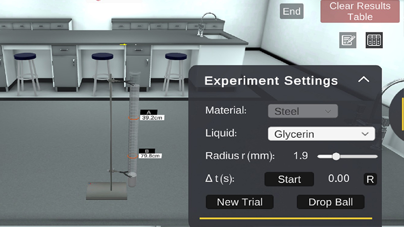 Viscosity simulation - Stoke's method